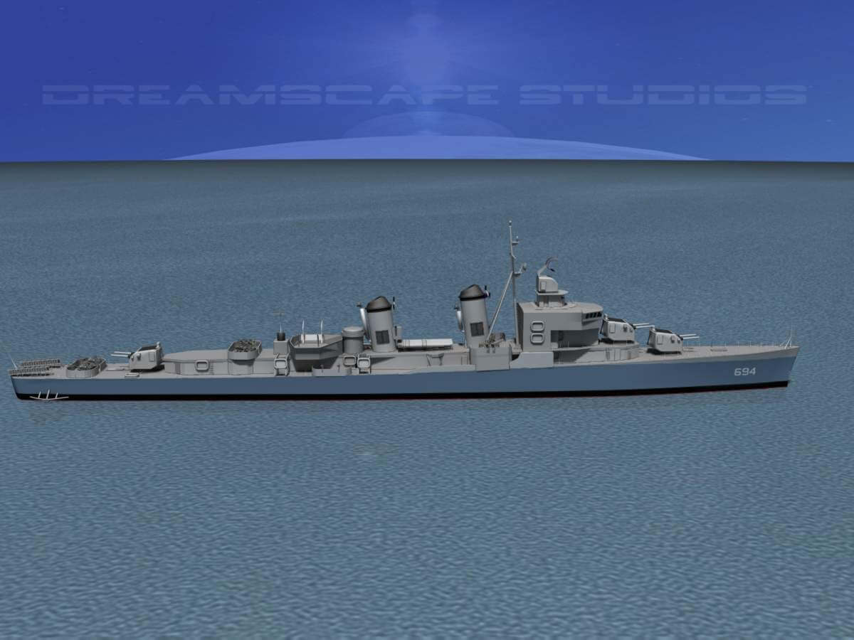 Sumner Class Destroyer DD694 USS Ingraham - 3D Model by Dreamscape Studios