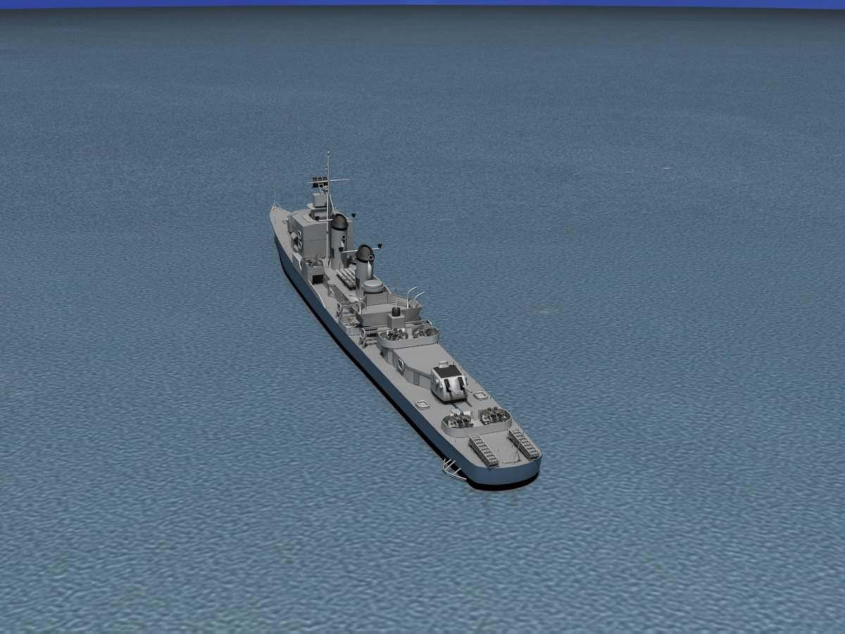 Sumner Class Destroyer DD694 USS Ingraham - 3D Model by Dreamscape Studios