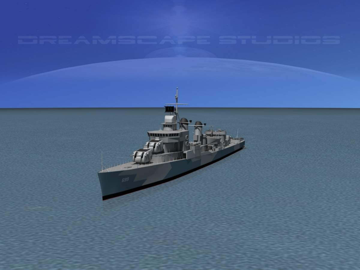 Sumner Class Destroyer DD699 USS Waldron - 3D Model by Dreamscape Studios