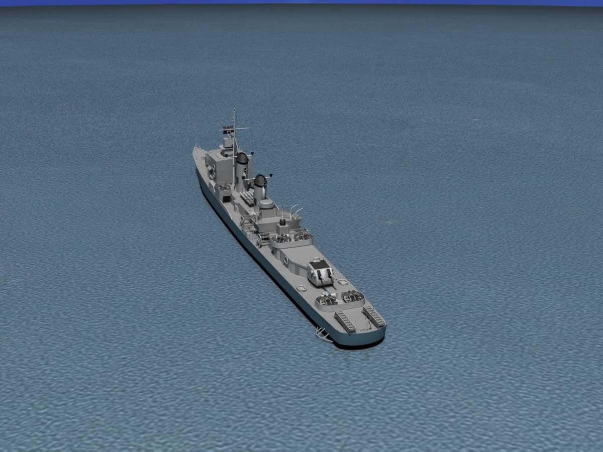Sumner Class Destroyer DD702 USS Hank - 3D Model by Dreamscape Studios