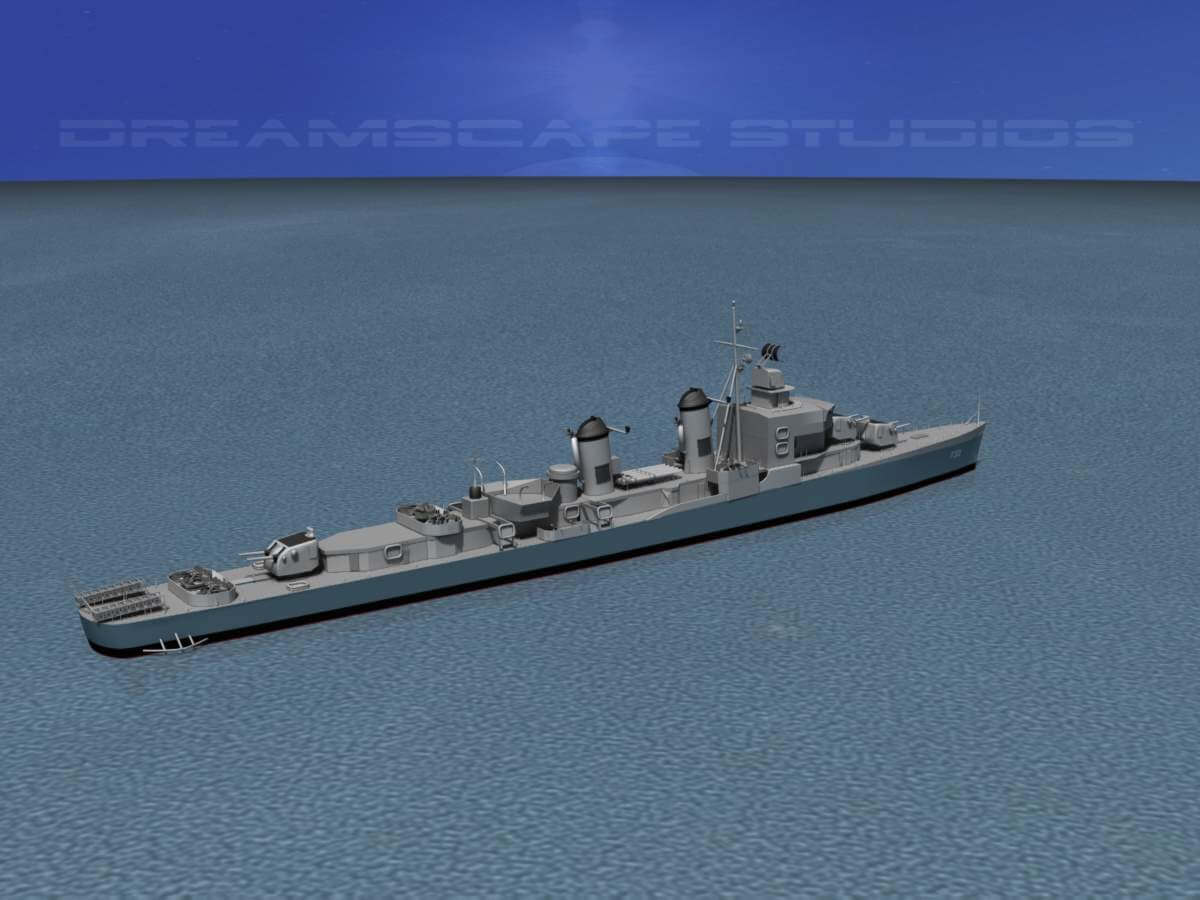 Sumner Class Destroyer DD733 USS Shannon - 3D Model by Dreamscape Studios