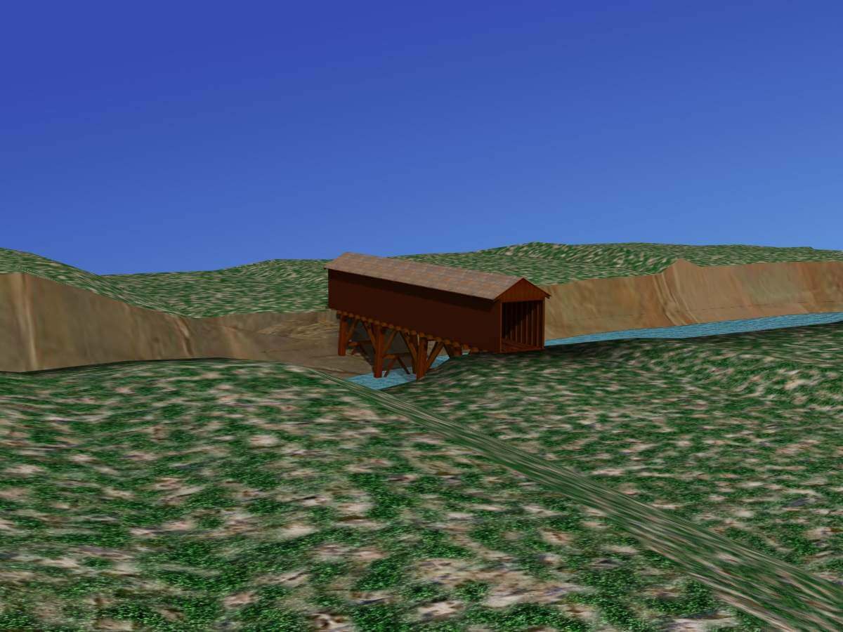 Wooden Covered Bridge - 3D Model by Dreamscape Studios