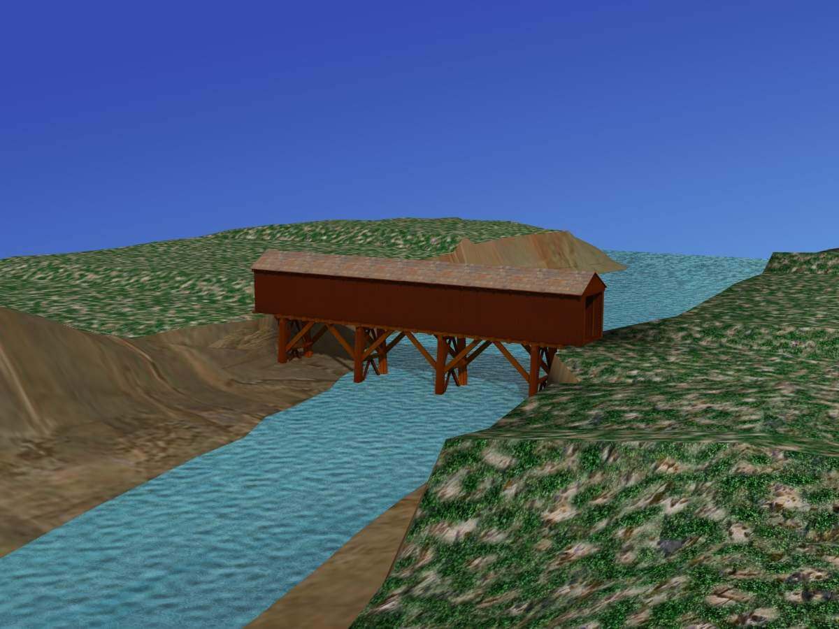Wooden Covered Bridge - 3D Model by Dreamscape Studios