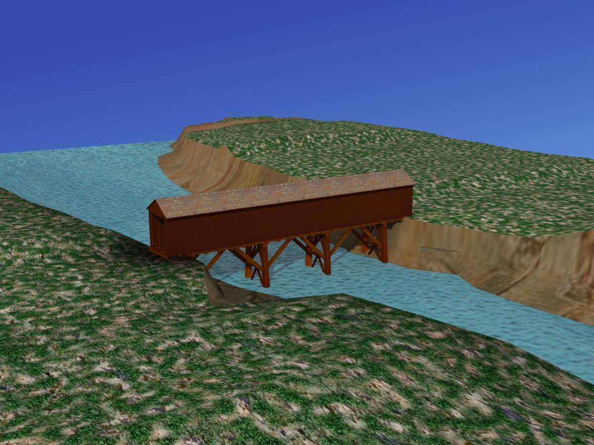 Wooden Covered Bridge - 3D Model by Dreamscape Studios