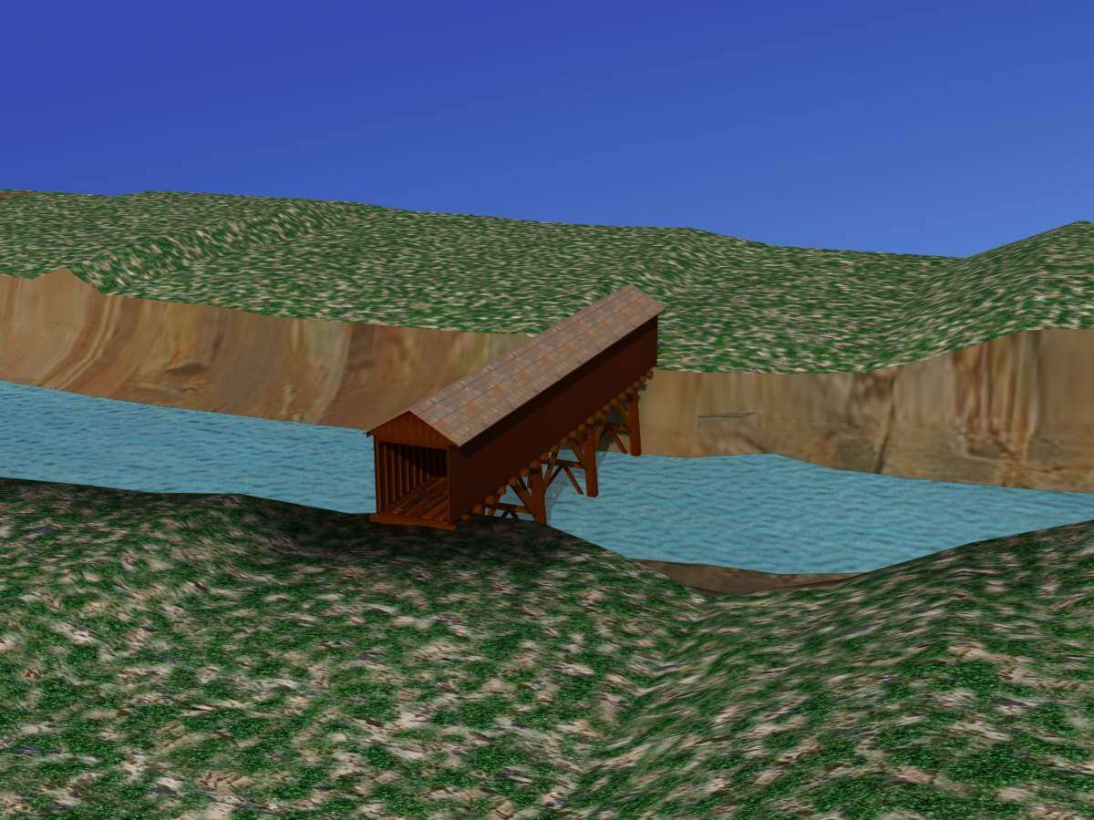 Wooden Covered Bridge - 3D Model by Dreamscape Studios