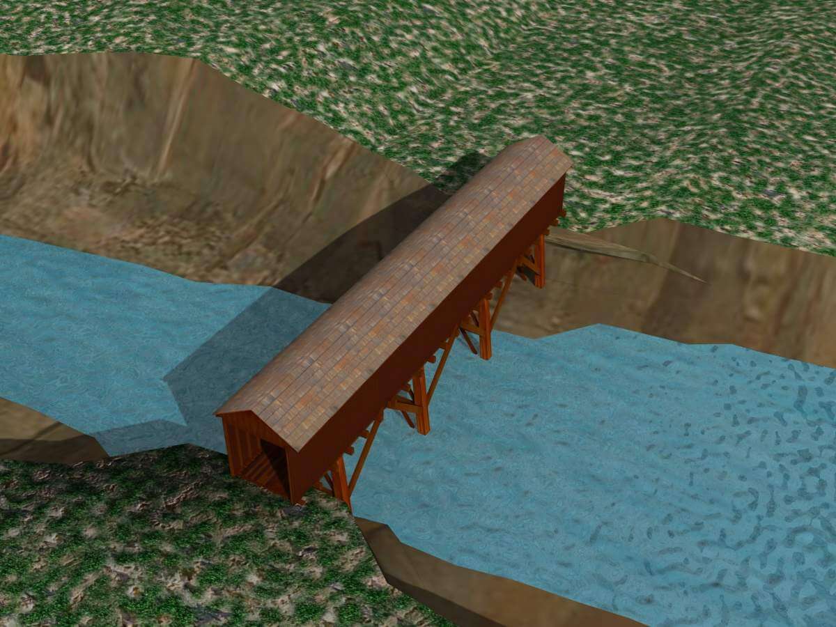 Wooden Covered Bridge - 3D Model by Dreamscape Studios