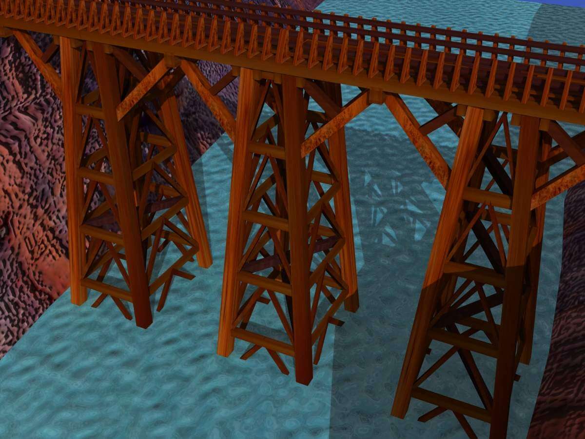Wooden Truss Bridge - 3D Model by Dreamscape Studios