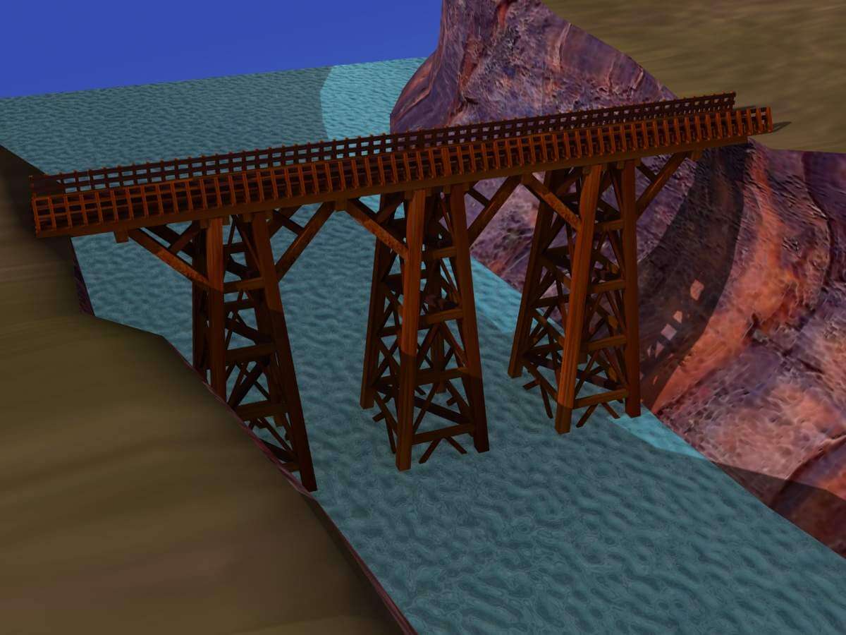 Wooden Truss Bridge - 3D Model by Dreamscape Studios
