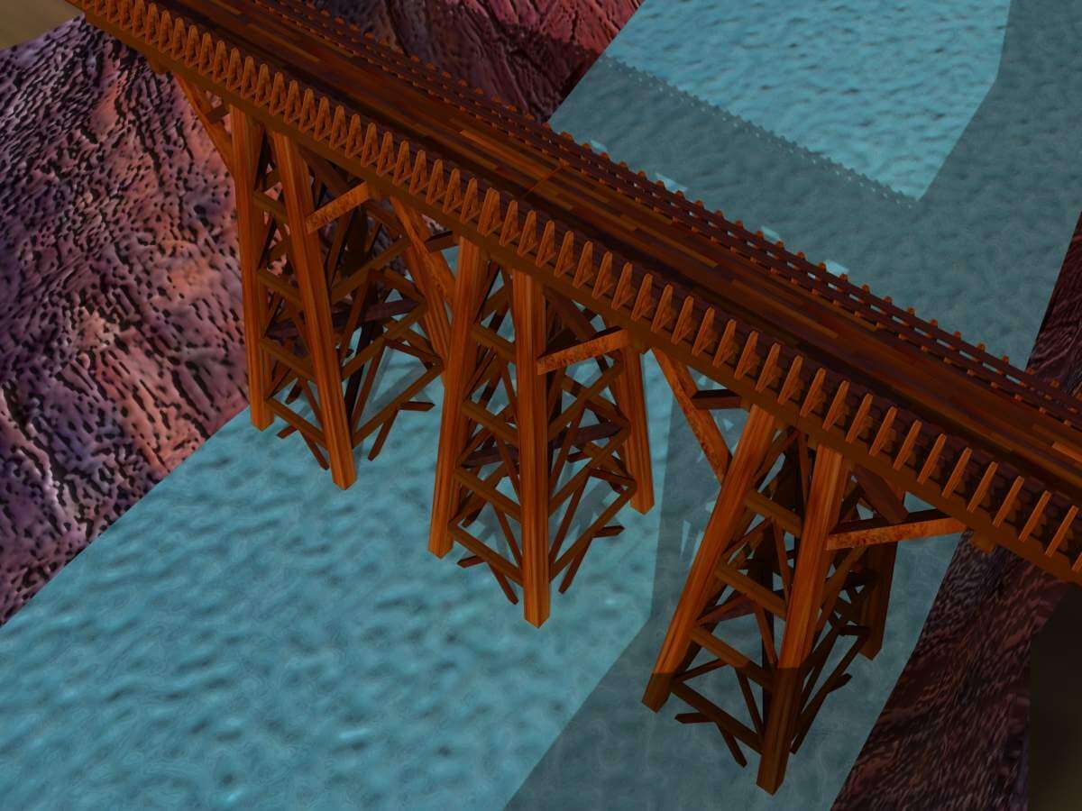 Wooden Truss Bridge - 3D Model by Dreamscape Studios