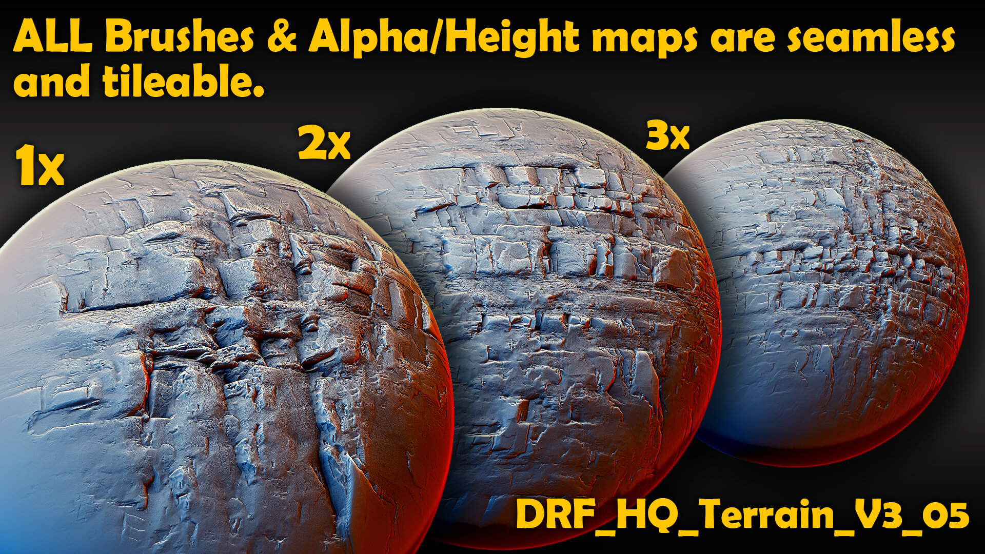HQ Terrain/Rock Sculpt Seamless Zbrush Brushes + Alphas V3 - Brush or ...