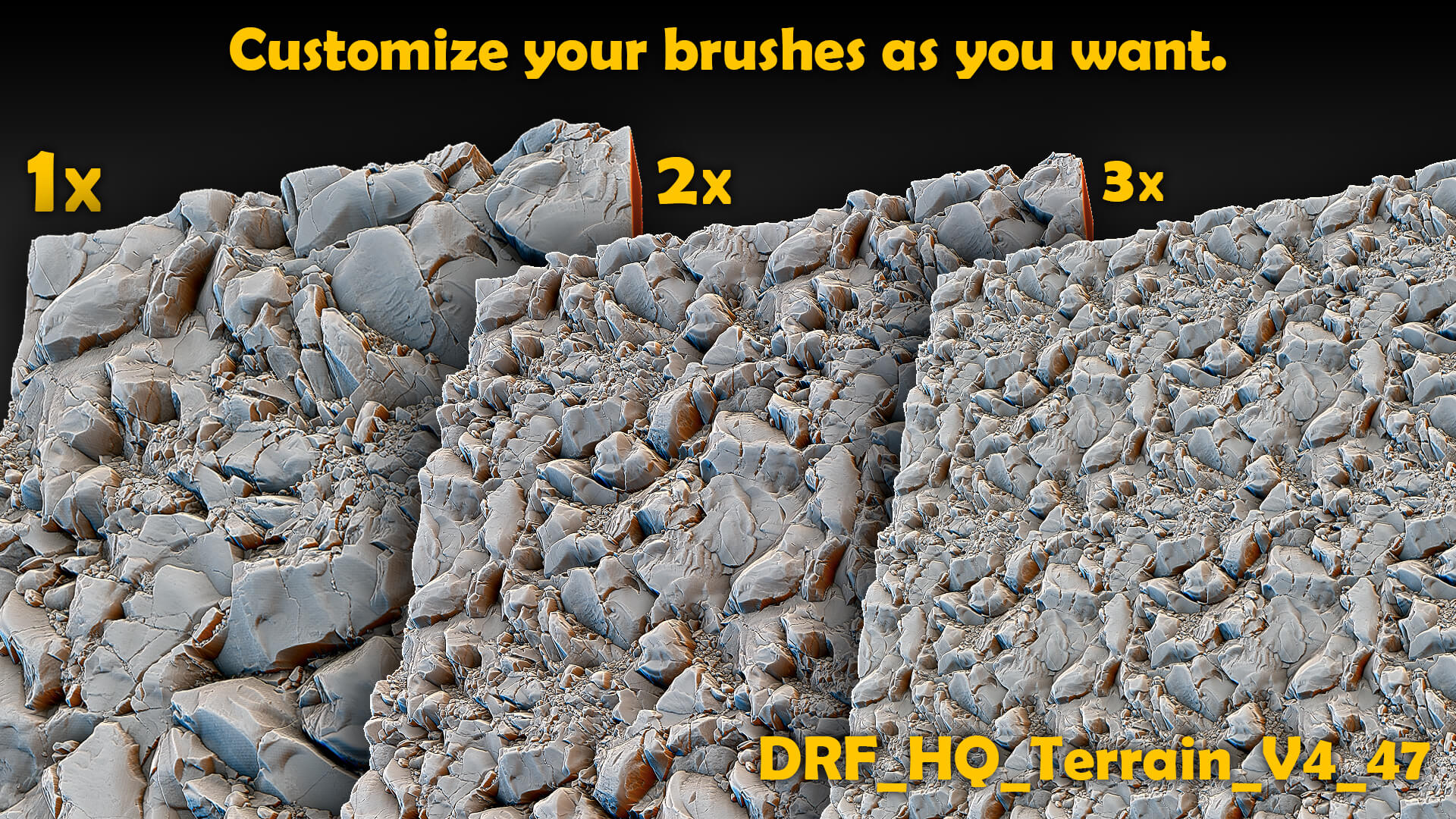 HQ Terrain/Rock Sculpt Seamless Zbrush Brushes + Alphas V4 - Brush or ...