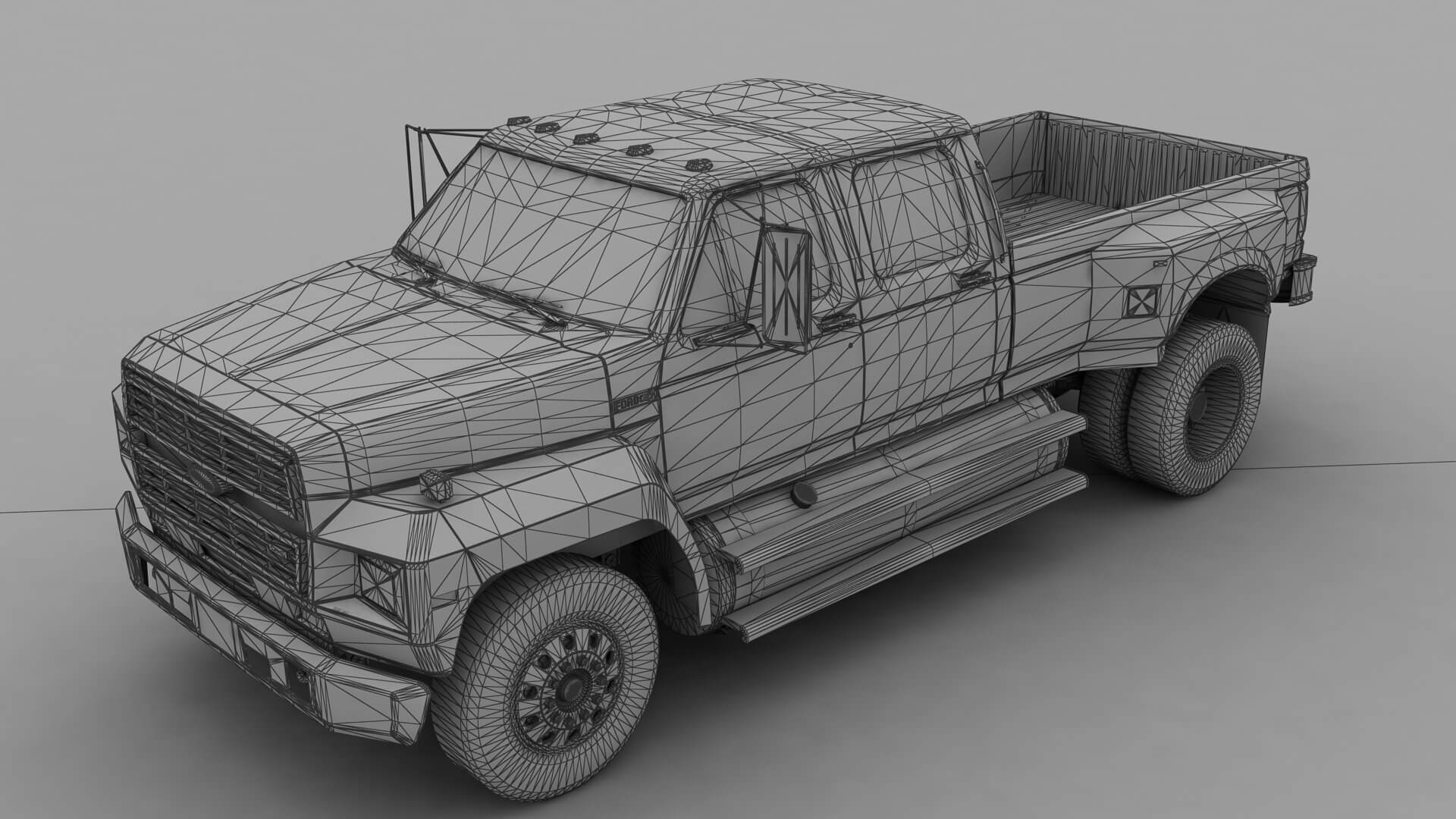 Ford F-800 CrewCab Customized Pickup Truck 1985 3D Model by DriverUA