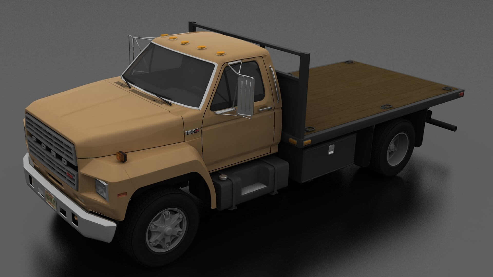 Ford F-800 Flatbed Truck 1980 3D Model by DriverUA