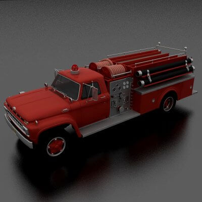 Ford F-700 Fire Truck Unmarked 1965 3D Model by DriverUA