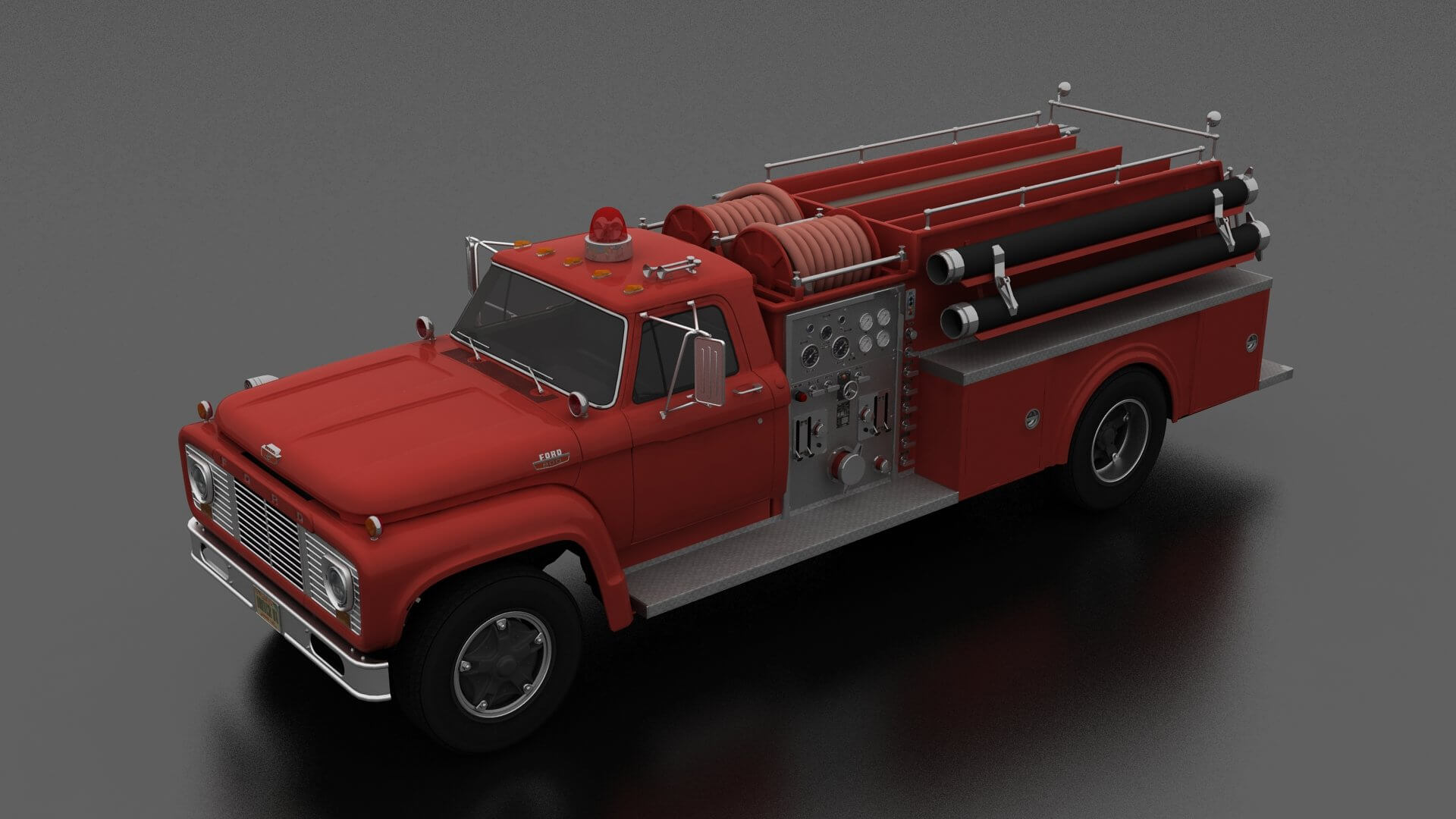 Ford F-800 Fire Truck Unmarked 1964 3D Model by DriverUA