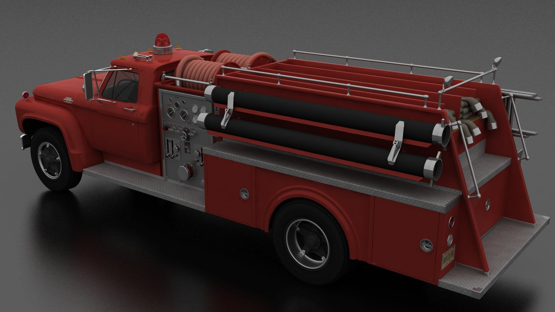 Ford F-800 Fire Truck Unmarked 1964 3D Model by DriverUA