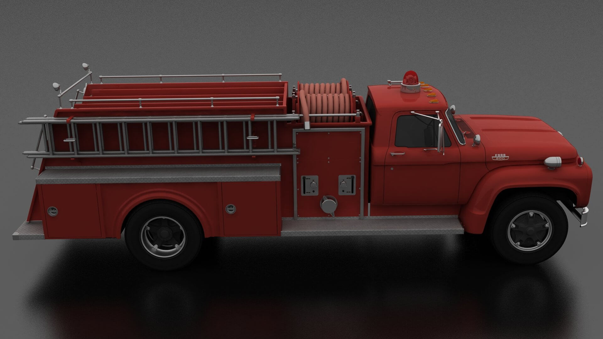Ford F-800 Fire Truck Unmarked 1964 3D Model by DriverUA