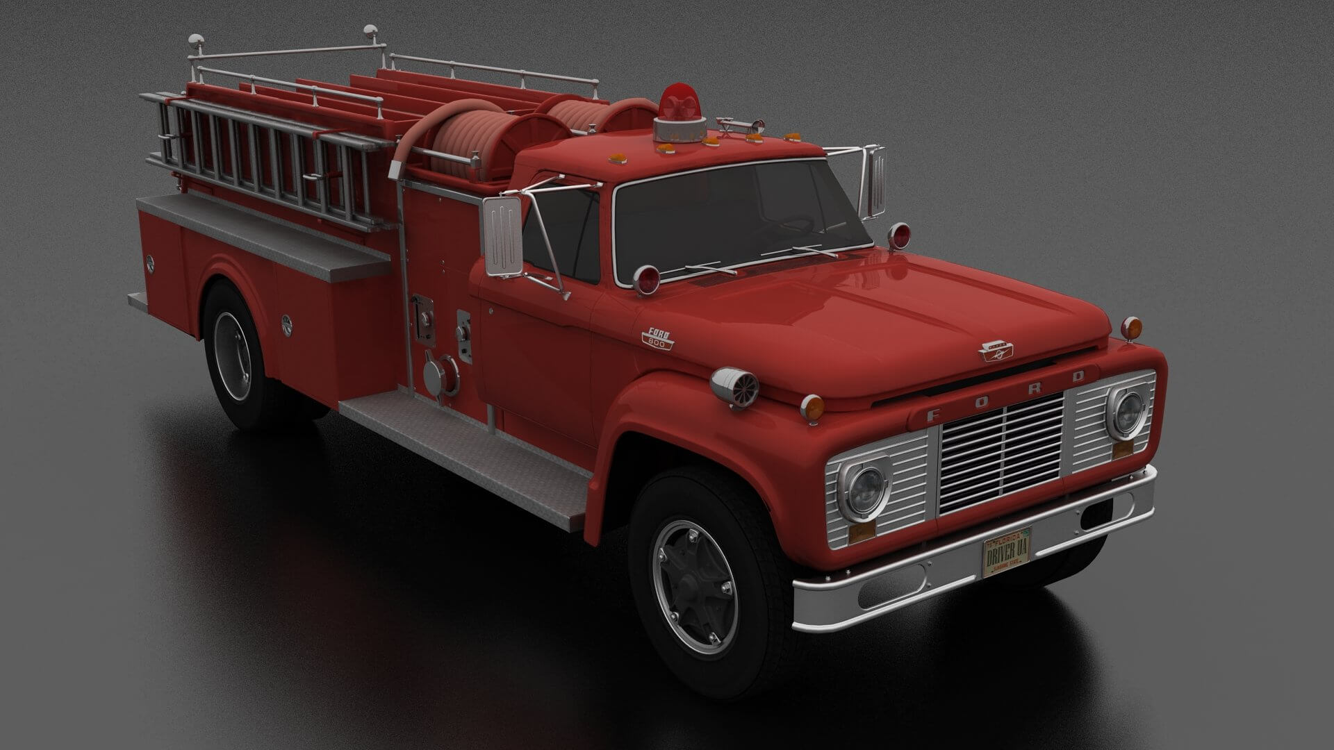 Ford F-800 Fire Truck Unmarked 1964 3D Model by DriverUA