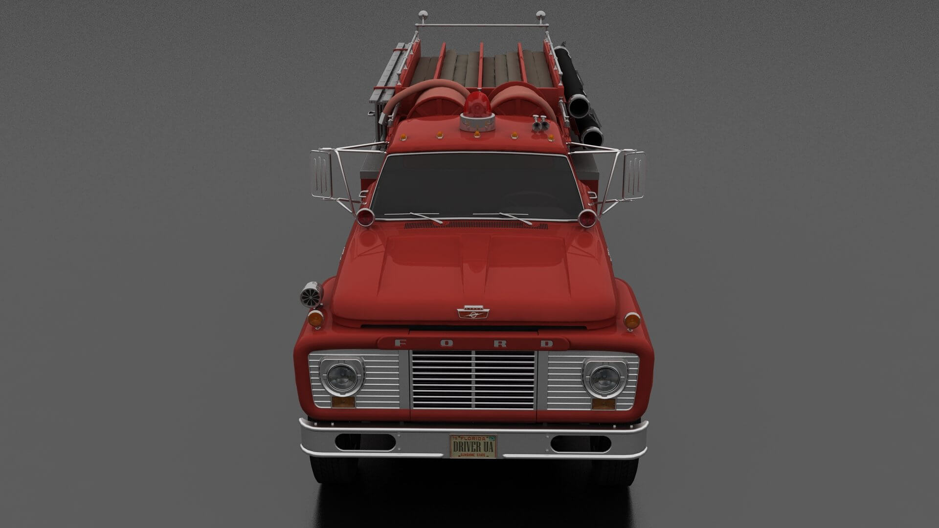 Ford F-800 Fire Truck Unmarked 1964 3D Model by DriverUA