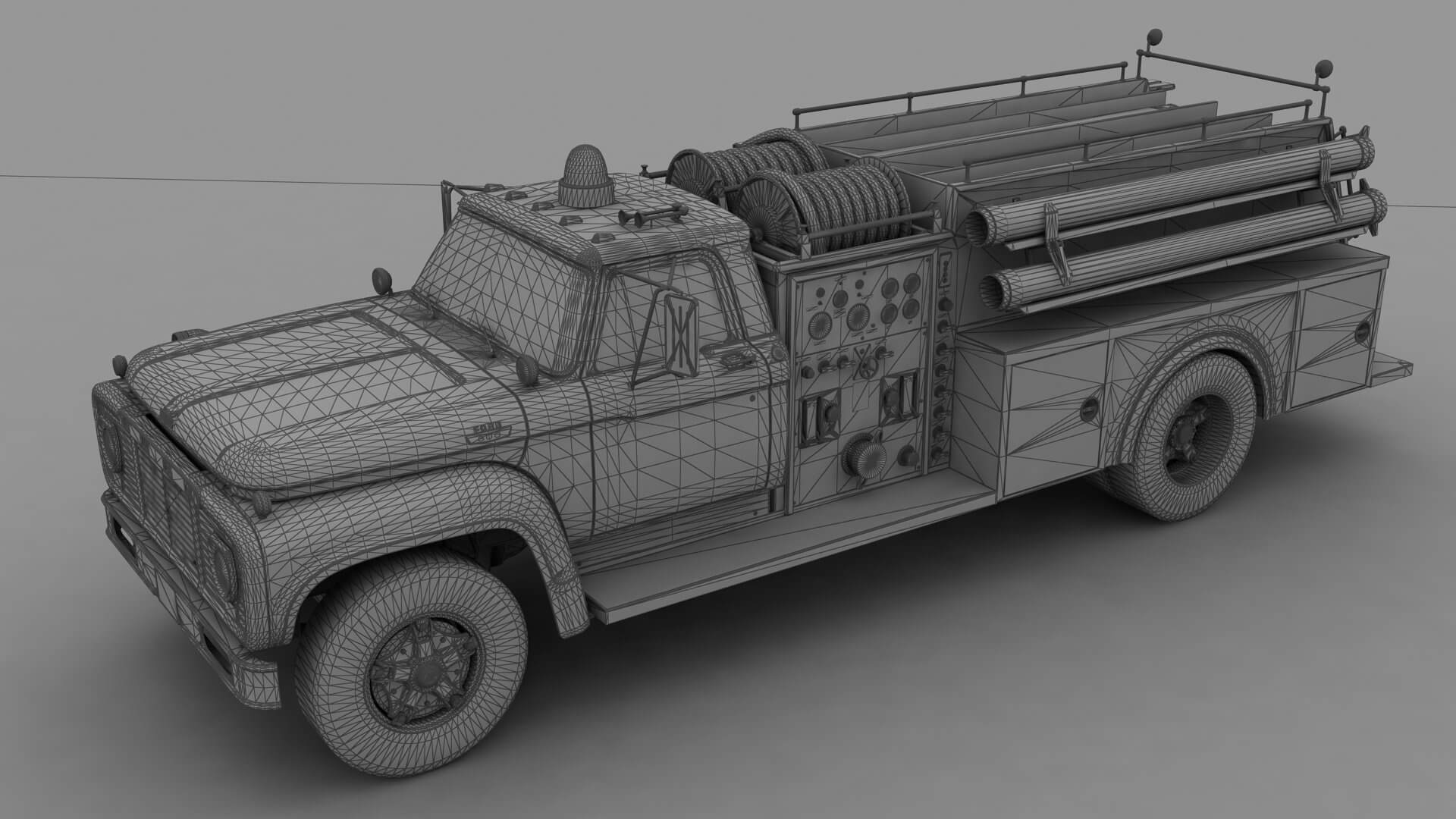 Ford F-800 Fire Truck Unmarked 1964 3D Model by DriverUA