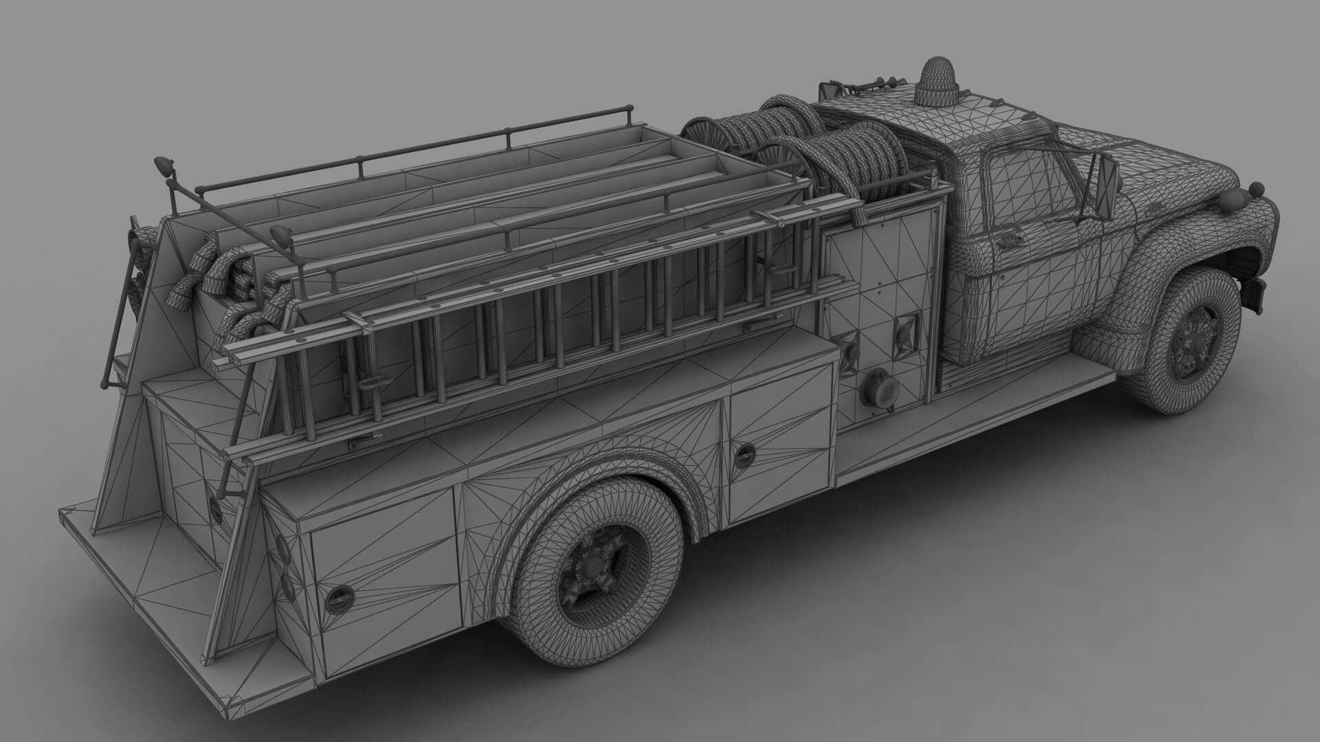 Ford F-800 Fire Truck Unmarked 1964 3D Model by DriverUA