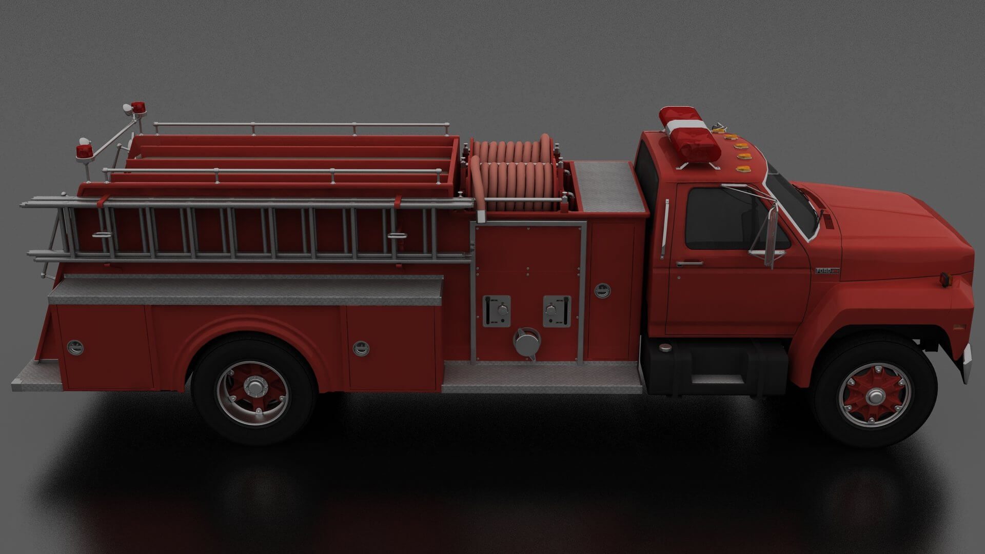 Ford F-Series F-800 FireTruck Unmarked 1985 3D Model by DriverUA