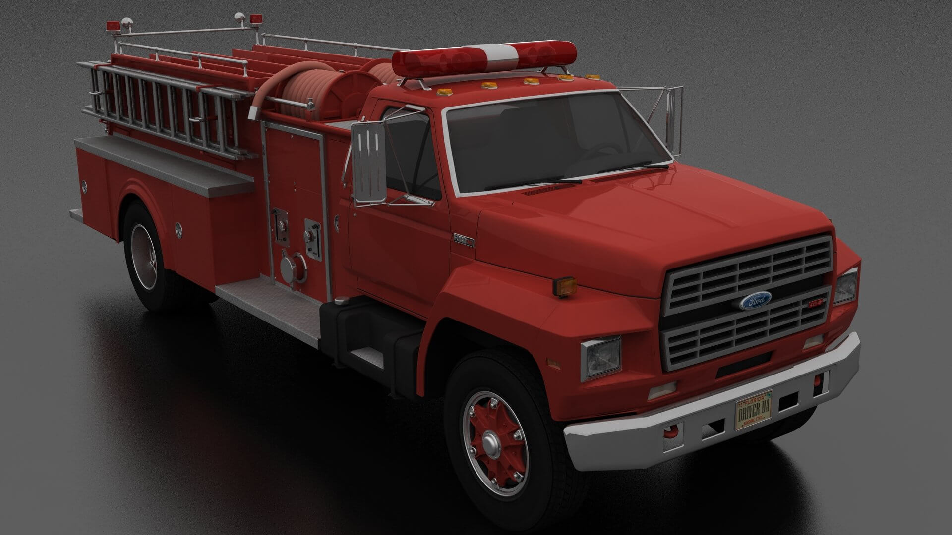 Ford F-Series F-800 FireTruck Unmarked 1985 3D Model by DriverUA