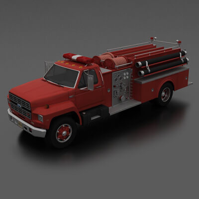 Ford F-Series F-800 FireTruck Unmarked 1985 3D Model by DriverUA