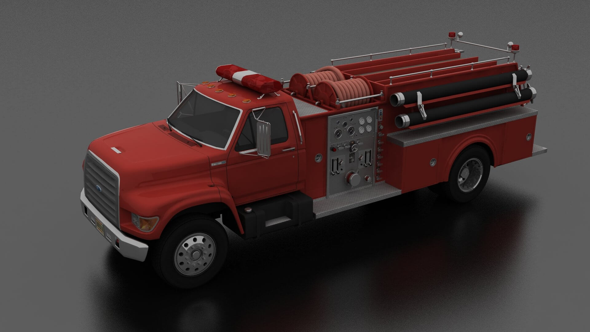 Ford F-Series F-800 Fire Truck Unmarked 1995 3D Model by DriverUA