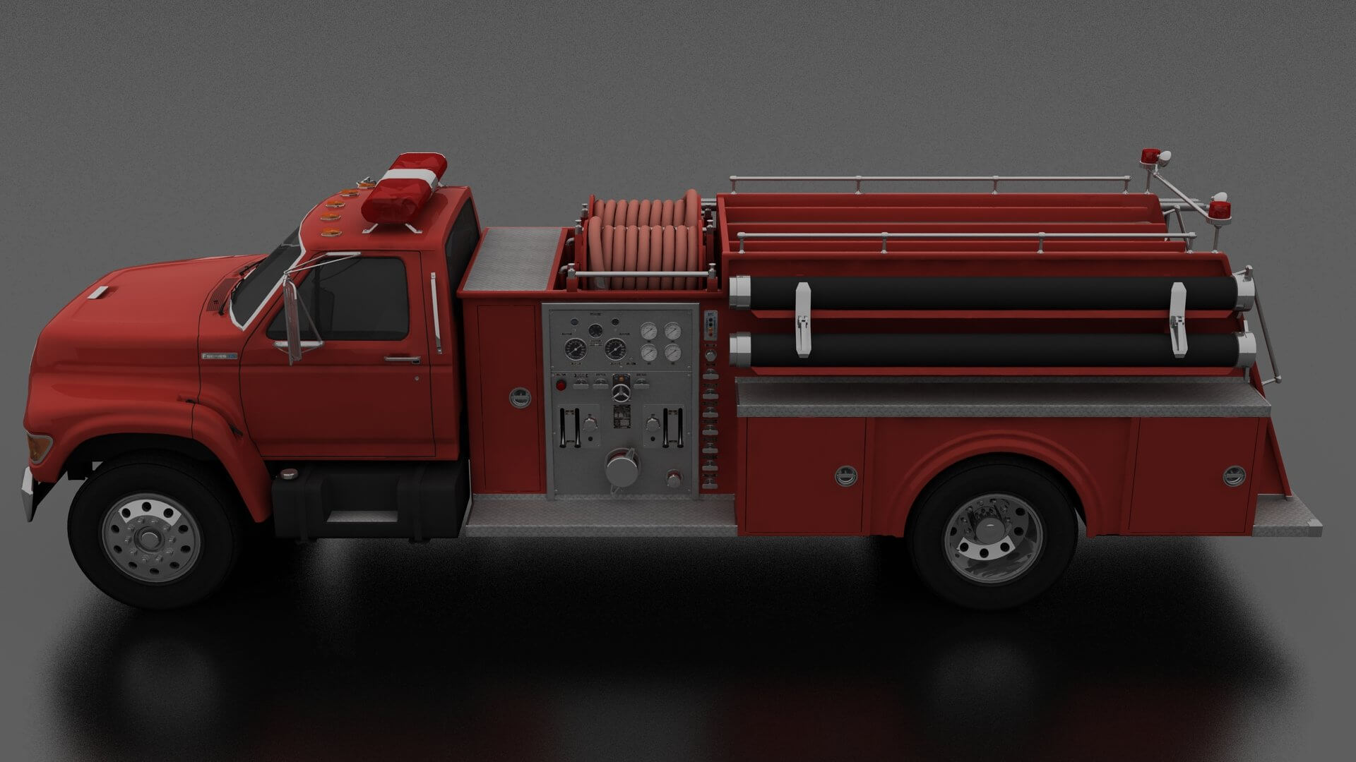 Ford F-Series F-800 Fire Truck Unmarked 1995 3D Model by DriverUA