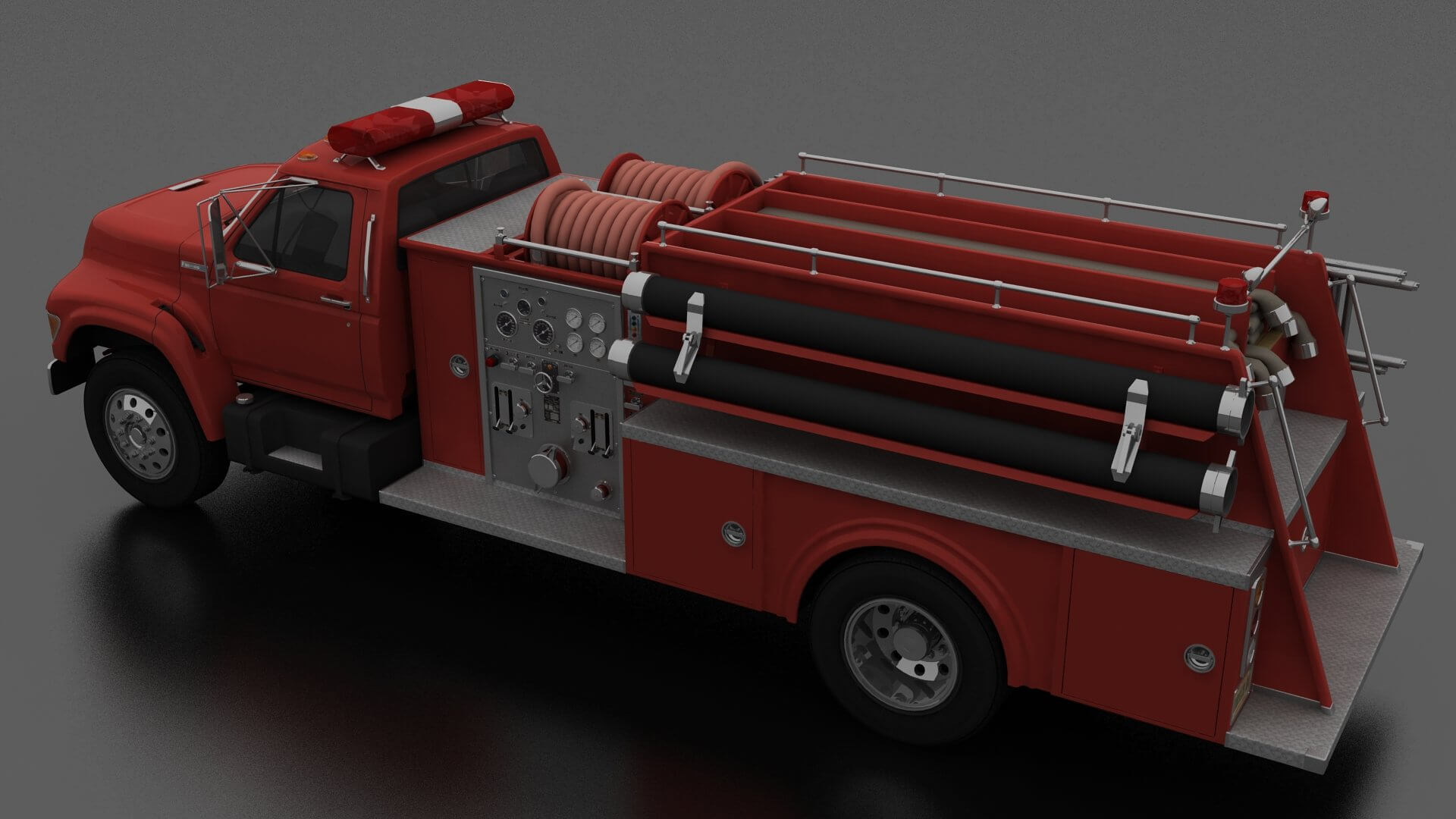 Ford F-Series F-800 Fire Truck Unmarked 1995 3D Model by DriverUA