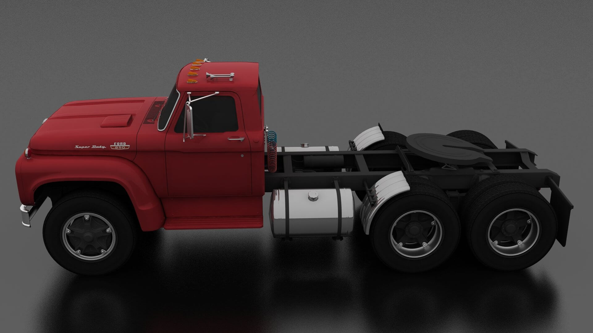 Ford T-Series T-850 Semi Truck 1964 Tandem Axle 3D Model by DriverUA