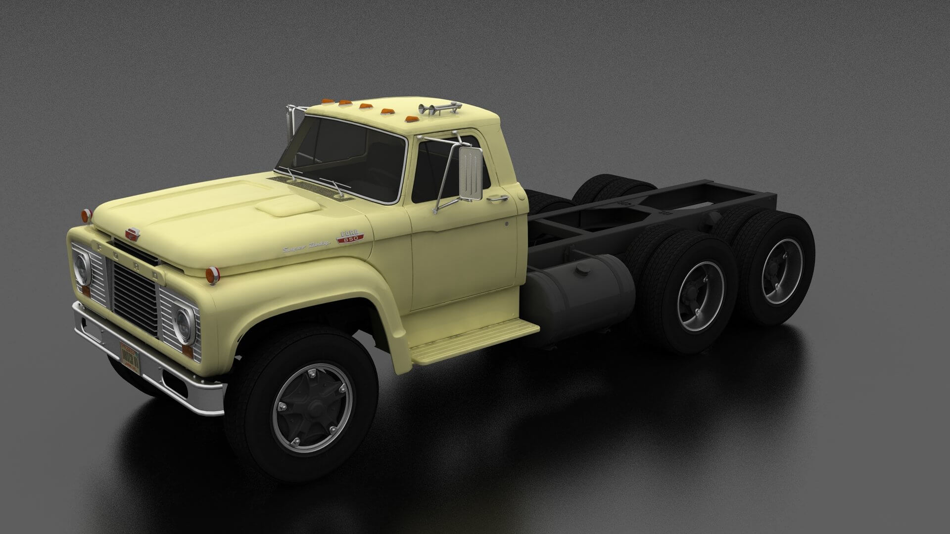 Ford T-Series T-850 Truck Chassis 1964 Tandem Axle 3D Model by DriverUA