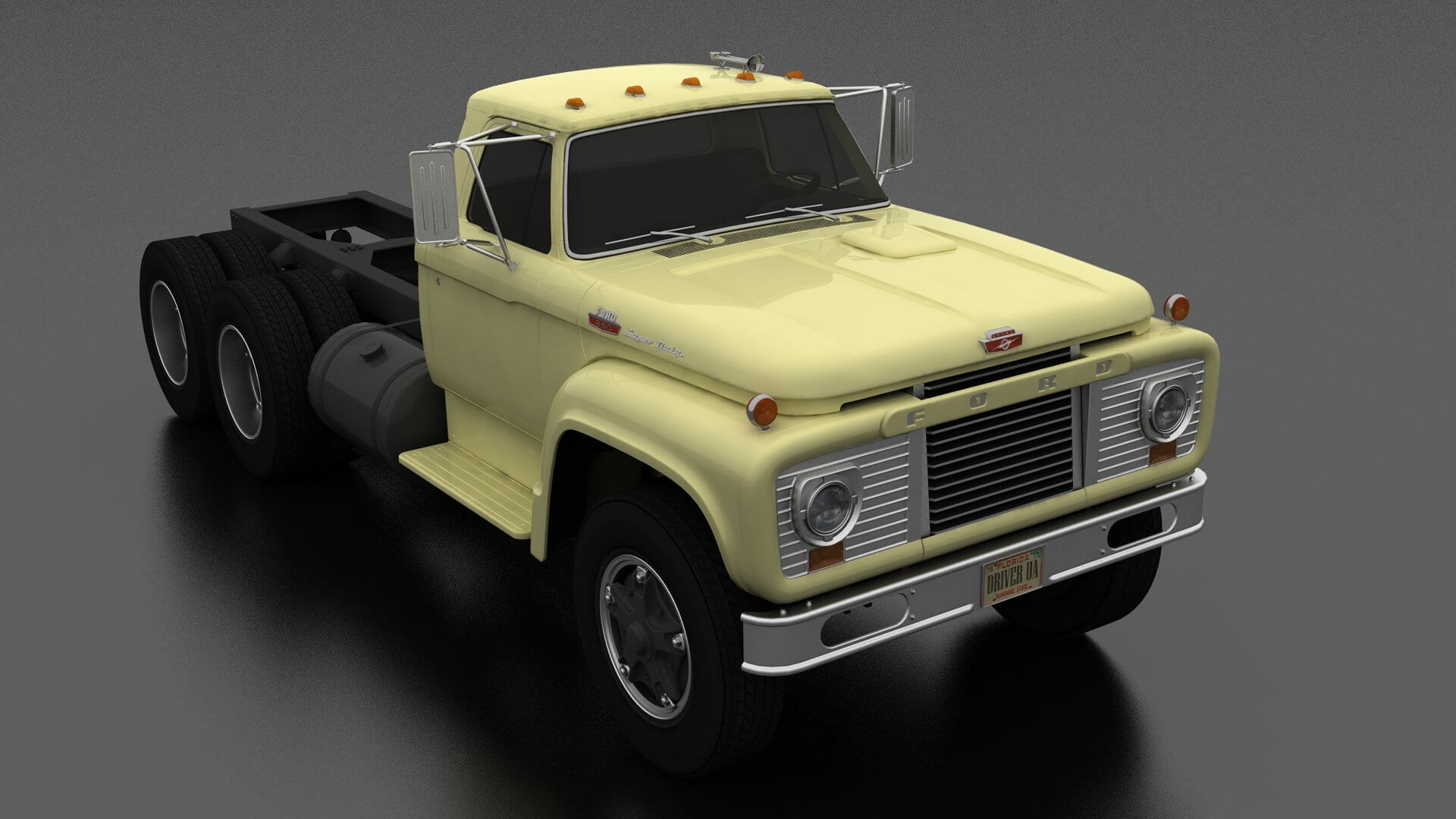 Ford T-Series T-850 Truck Chassis 1964 Tandem Axle 3D Model by DriverUA