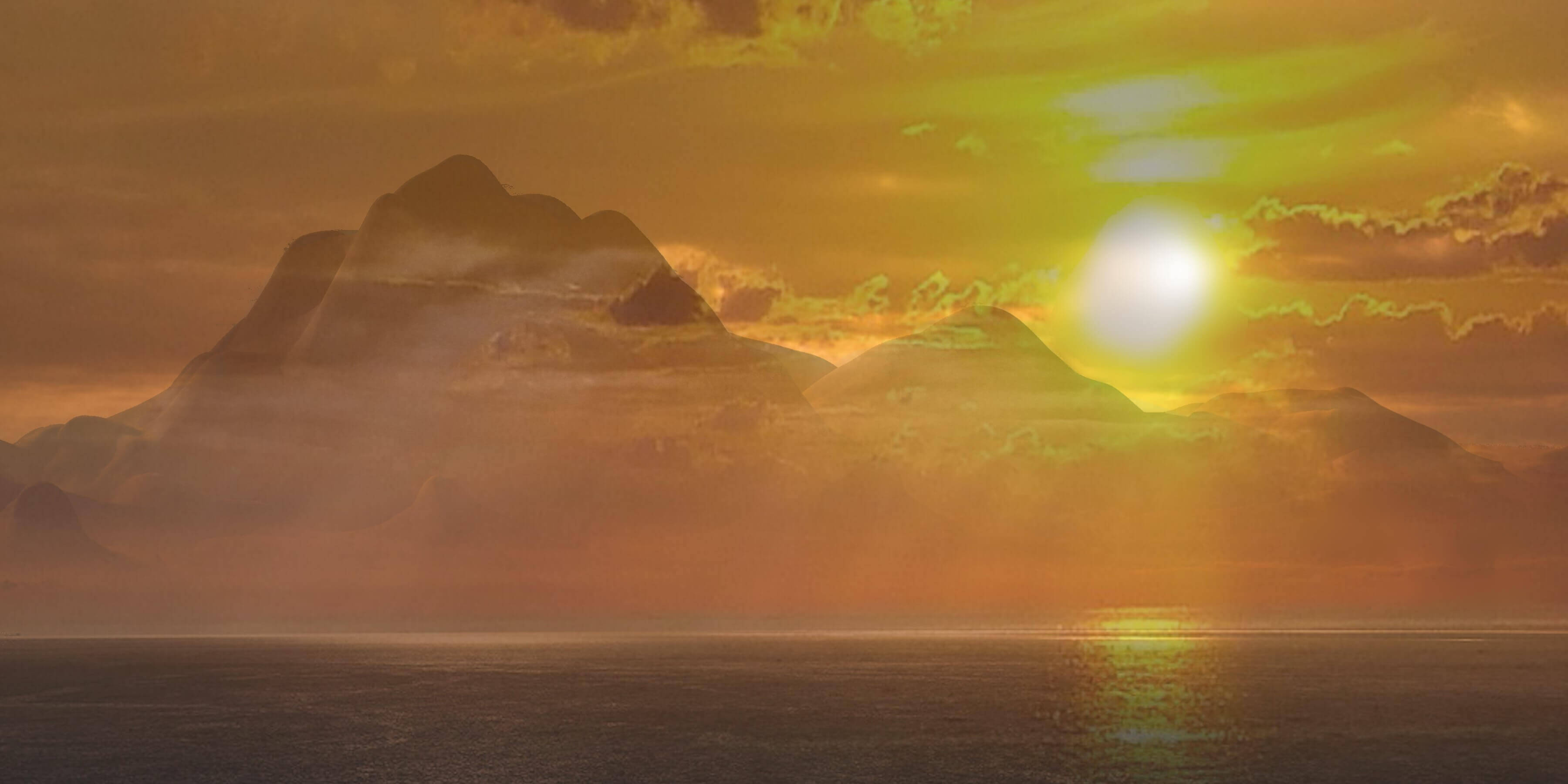 Sunset Horizon 3D Render, Digital Art by drjivago