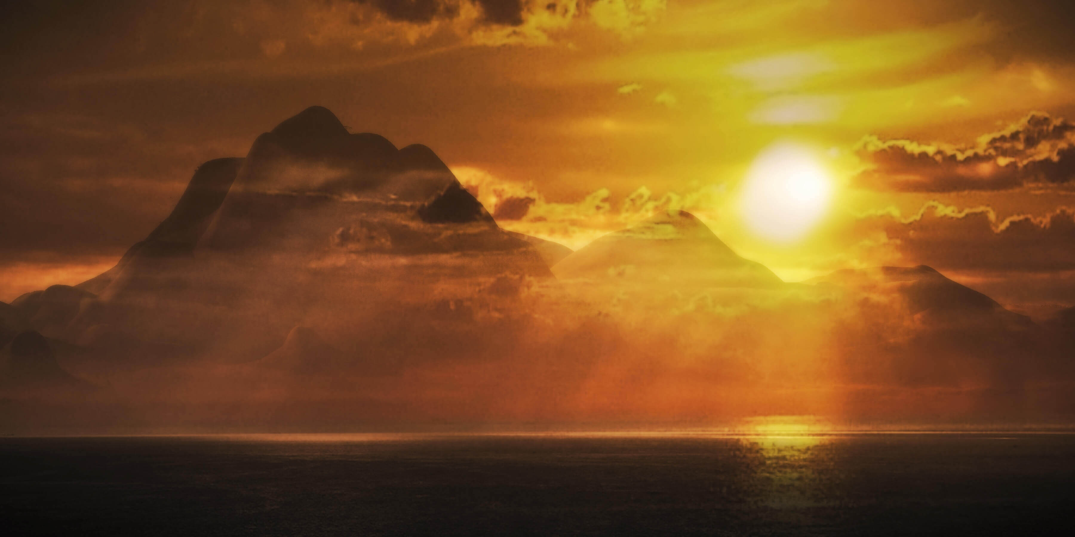 Sunset Horizon 3D Render, Digital Art by drjivago