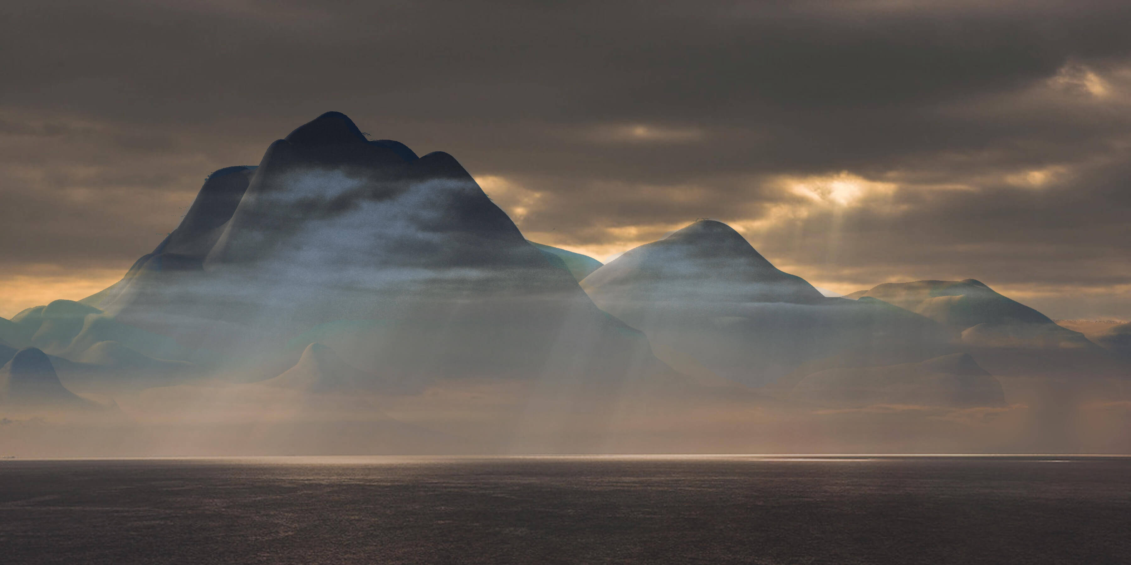 Sunset Horizon 3D Render, Digital Art by drjivago