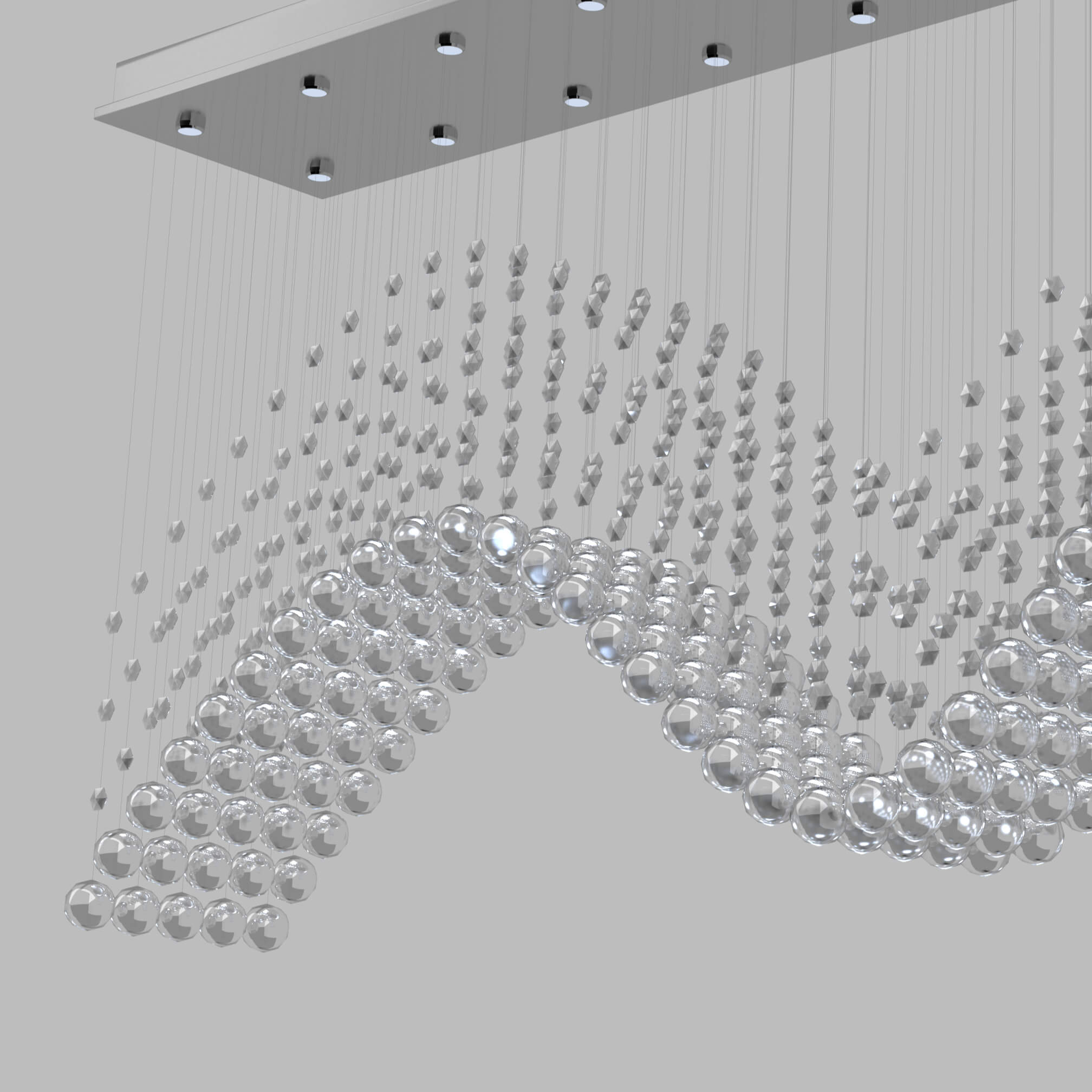 Crystal Wave Design Chandelier - 3D Model by Drkamran
