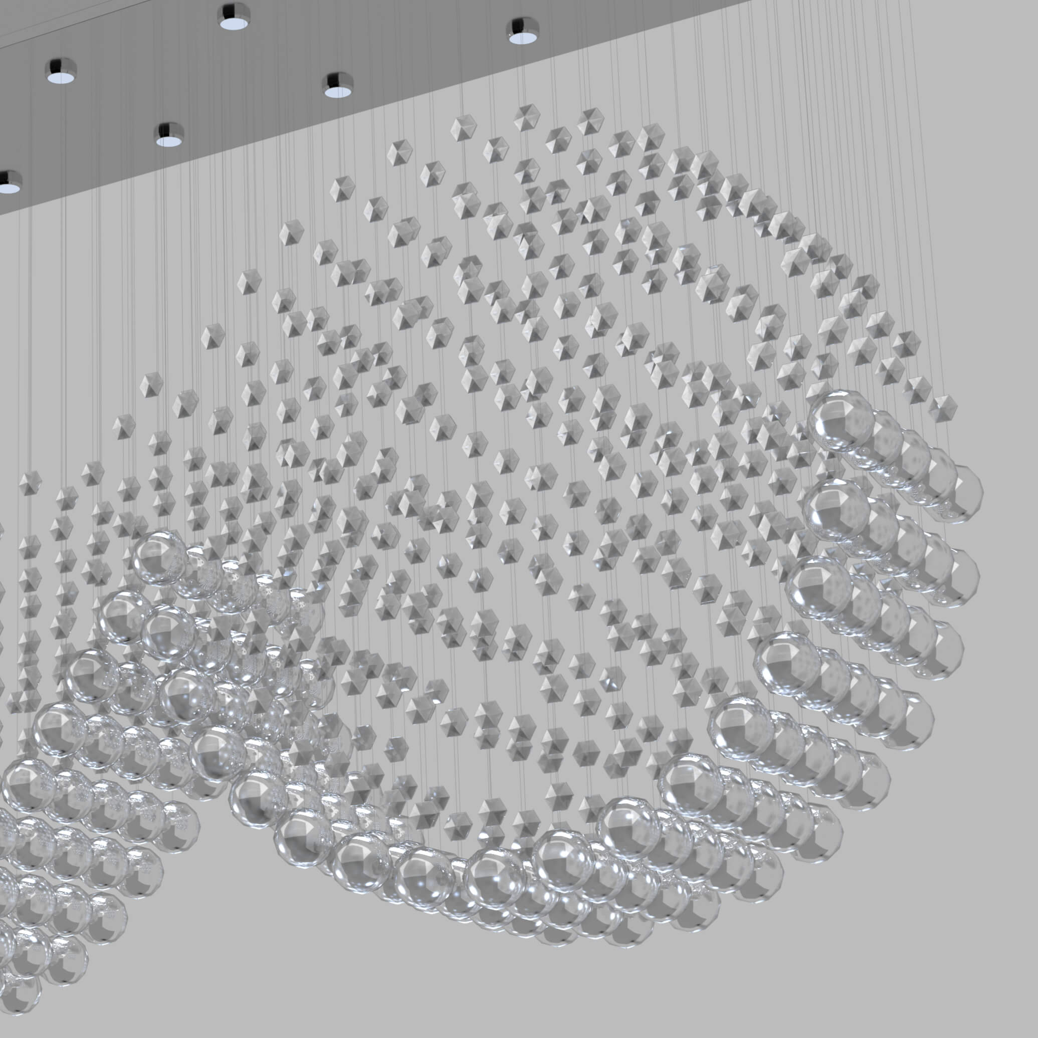 Crystal Wave Design Chandelier - 3D Model by Drkamran