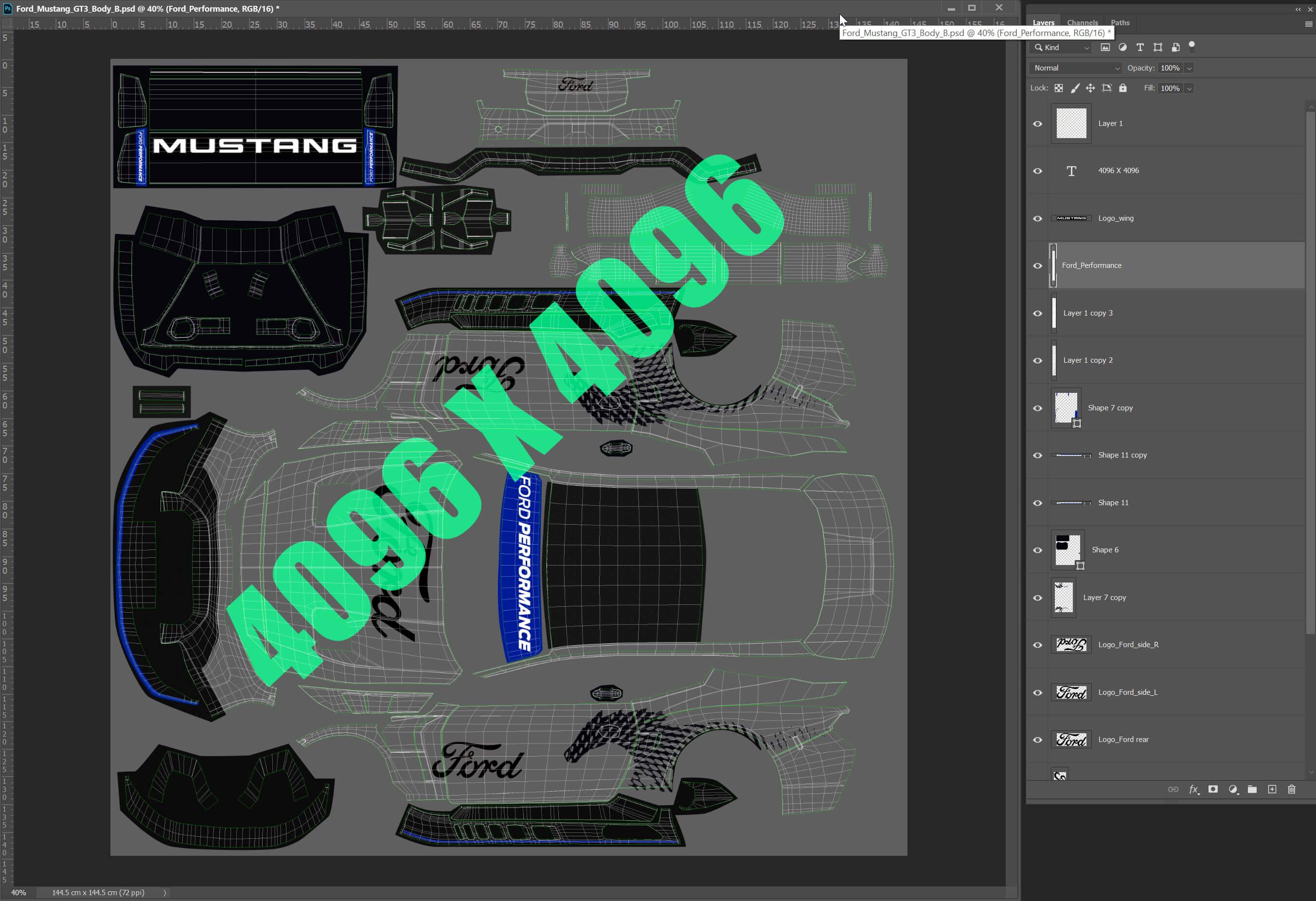 Ford Mustang GT3 2024 Template - 3D Model by DSGStudio