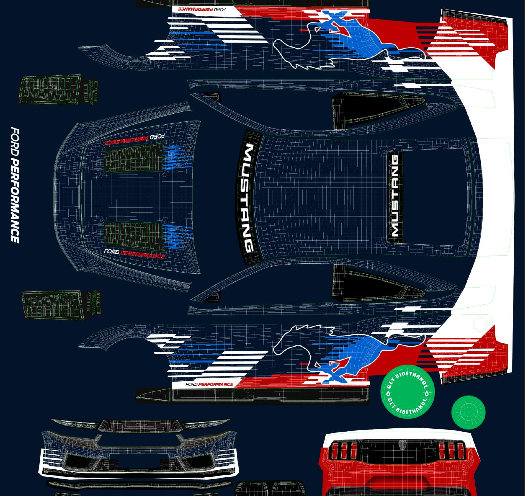Ford Mustang Nascar 2024 Template - 3D Model by DSGStudio