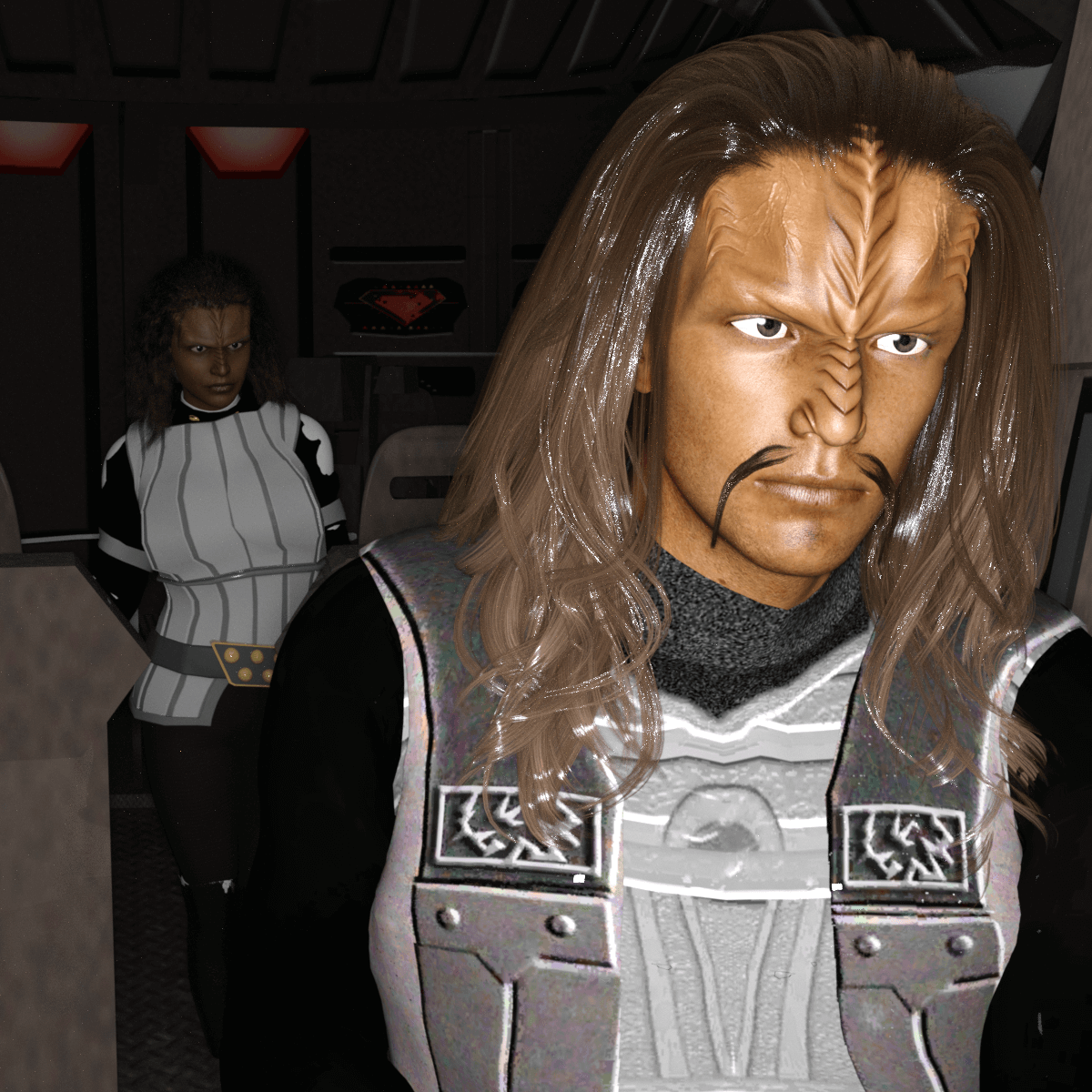 Klingon Captain on his bridge 3D Render by dtigre777