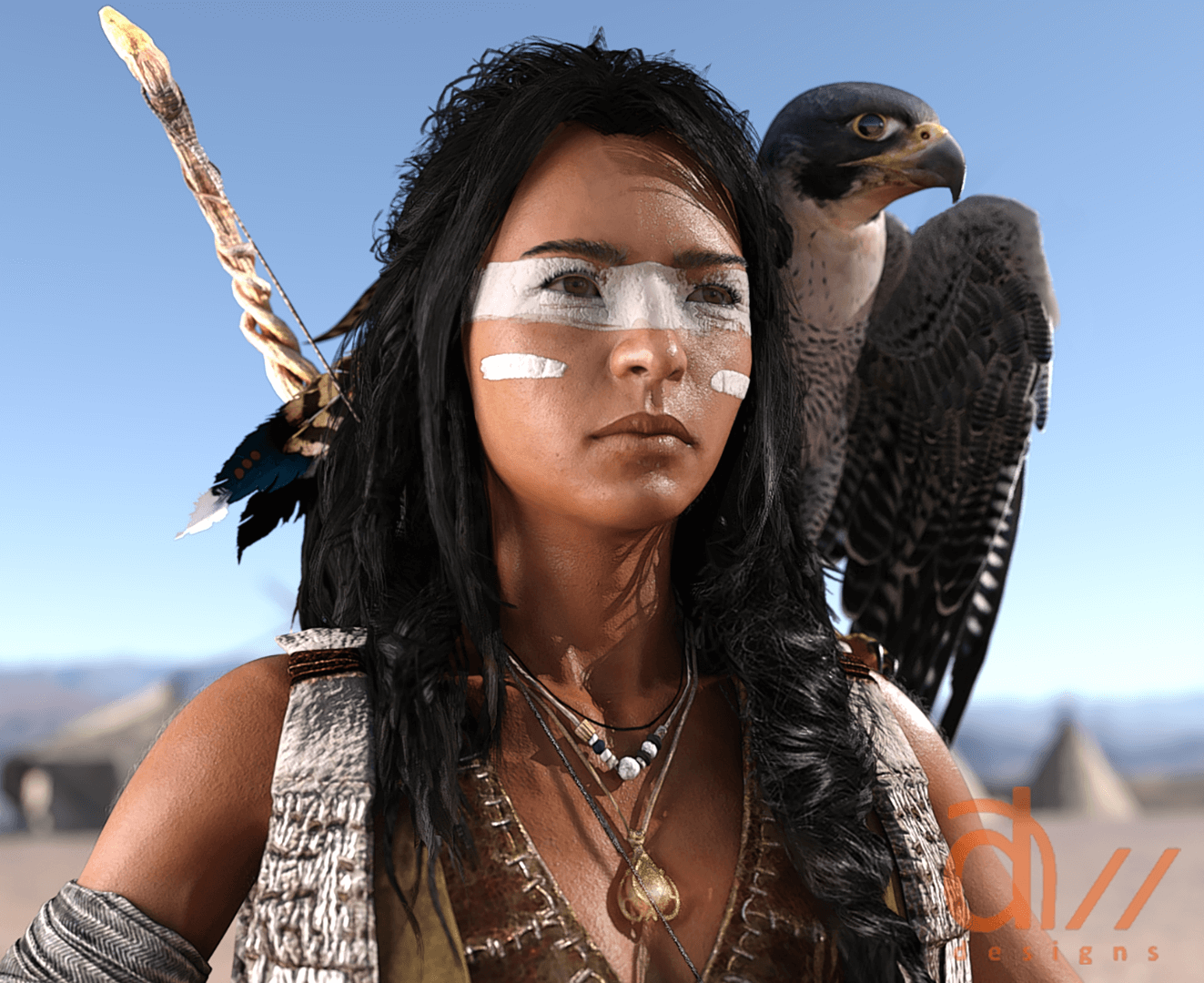 War Squaw 3D Render, Digital Art by dwindt