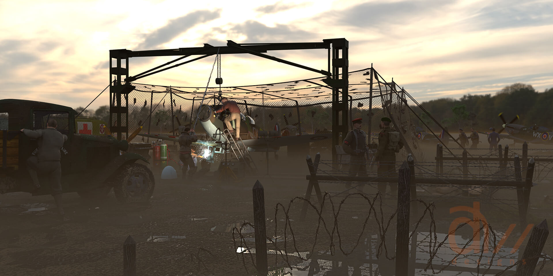 WW2 Airfield Somewhere in England 3D Render by dwindt
