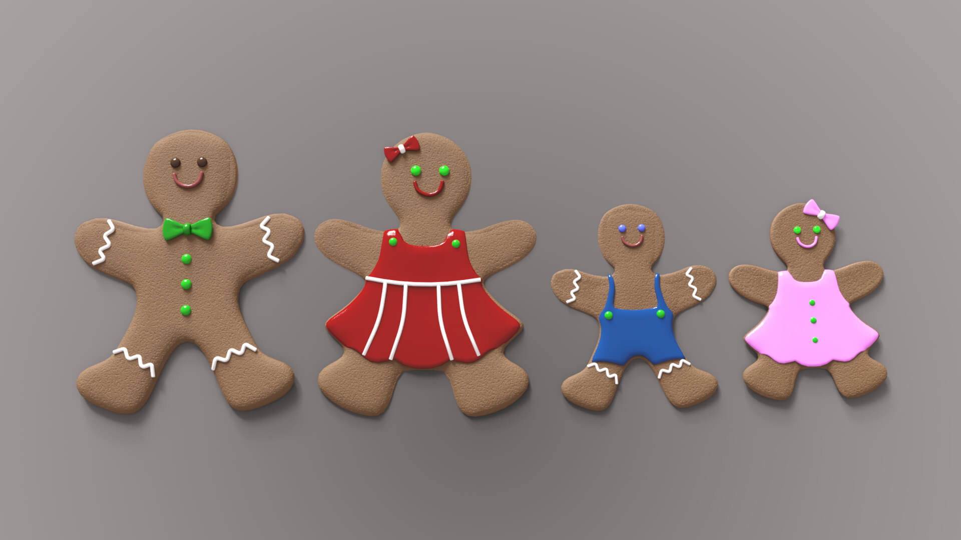 Gingerbread Family + Christmas Plate - Daz Content by dwrgames