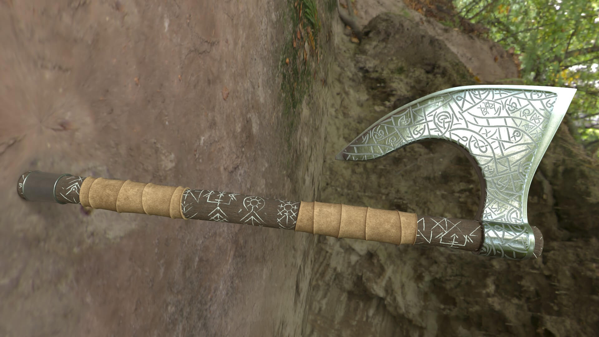Viking Rune Ax - 3D Model by dwrgames