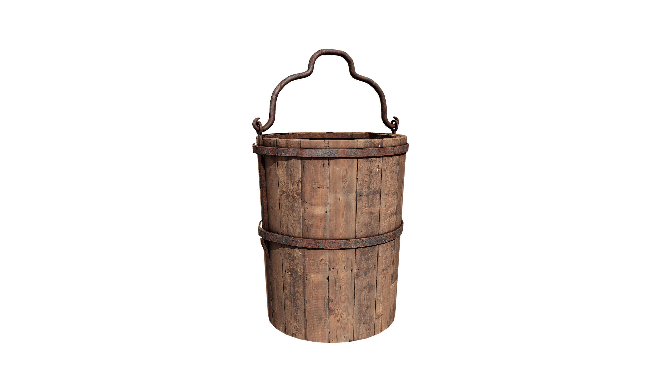Old Wooden Bucket Low Poly 3D Model by Eagle Soft