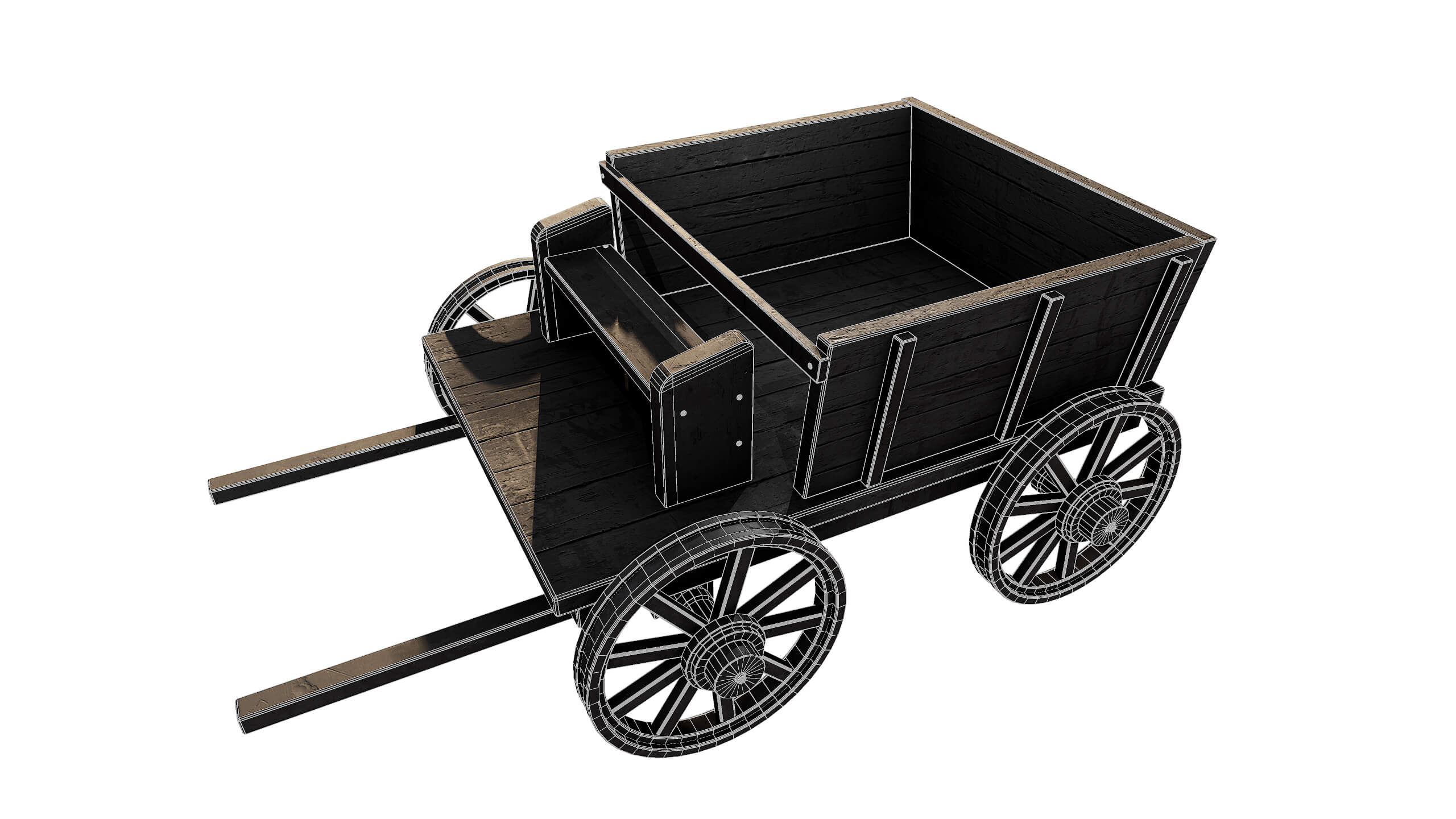 Old Wooden Carriage Low Poly 3D Model by Eagle Soft