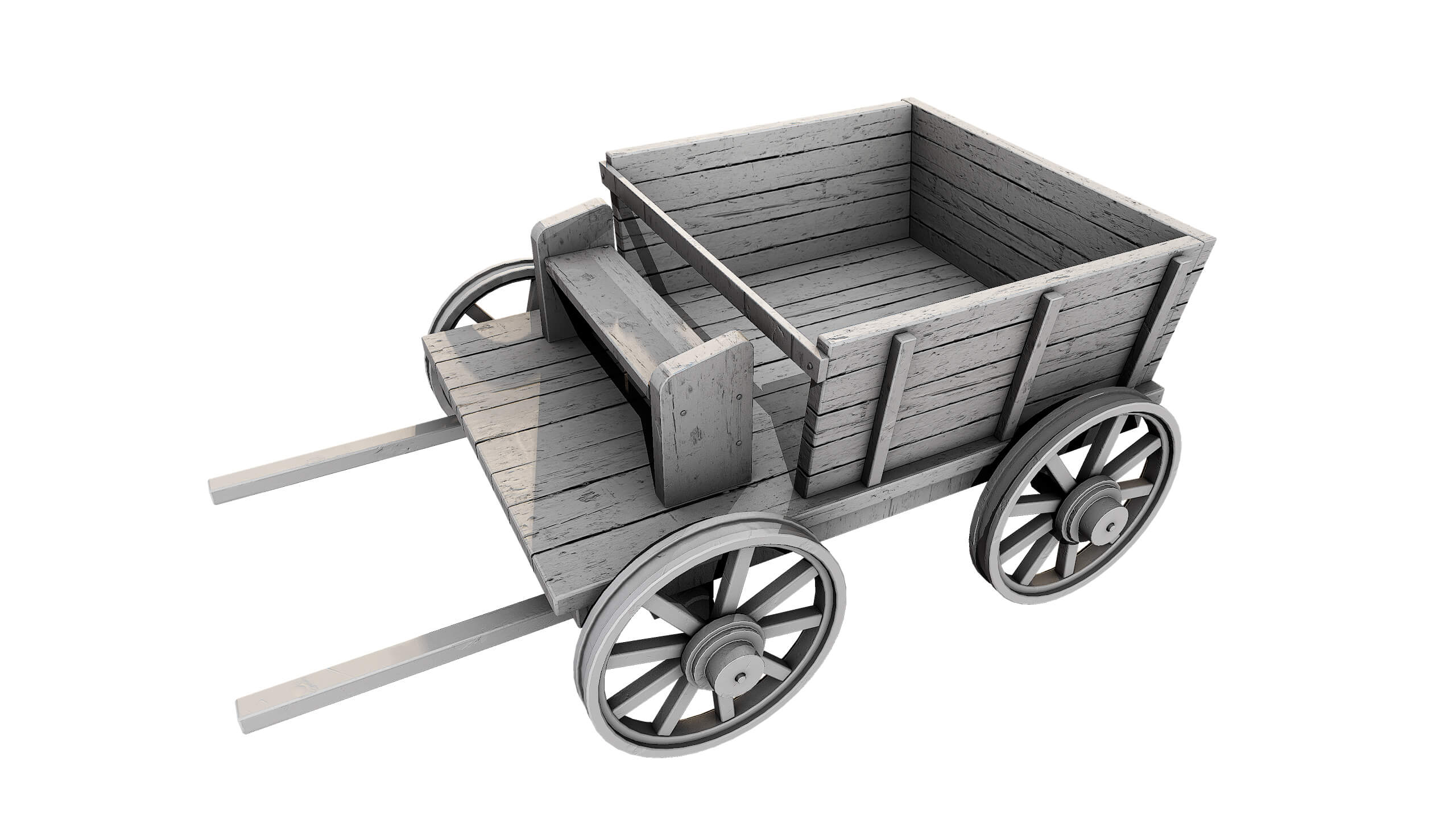 Old Wooden Carriage Low Poly 3D Model by Eagle Soft