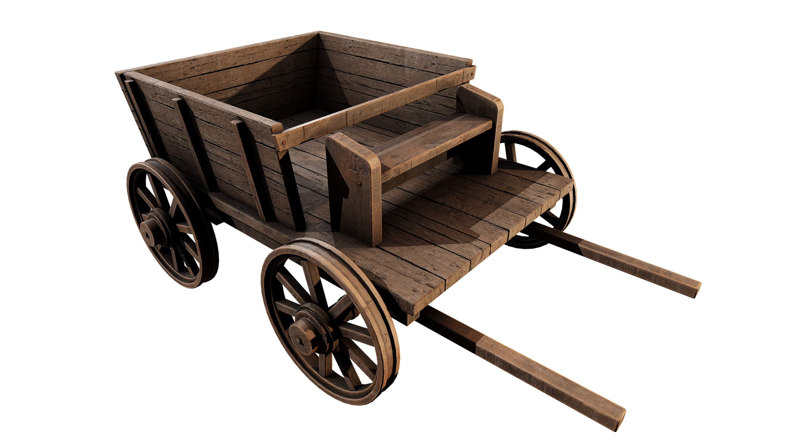 Old Wooden Carriage Low Poly 3D Model by Eagle Soft